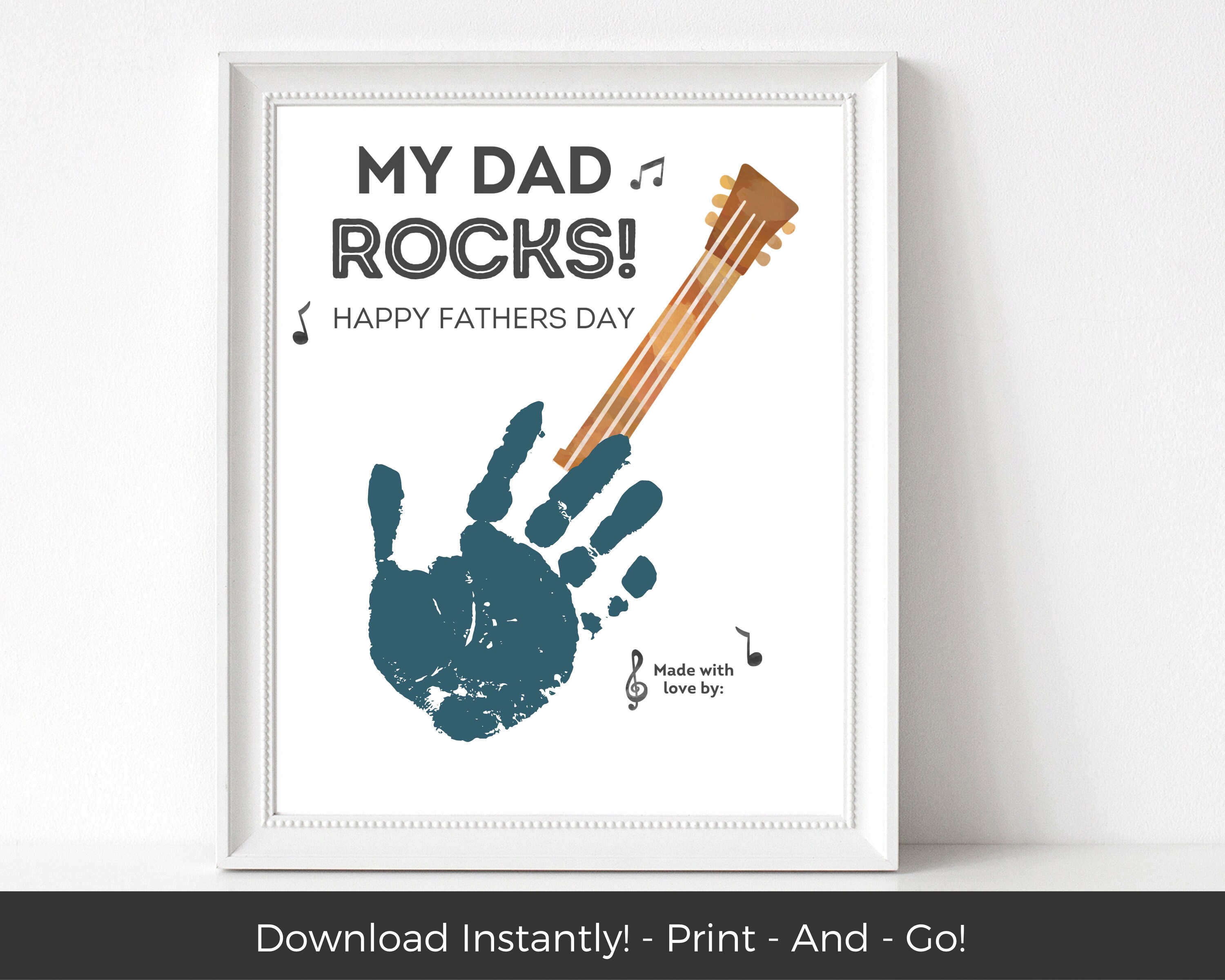 Kids Handprint Art Printable Fathers Day Card From Baby Look - Etsy
