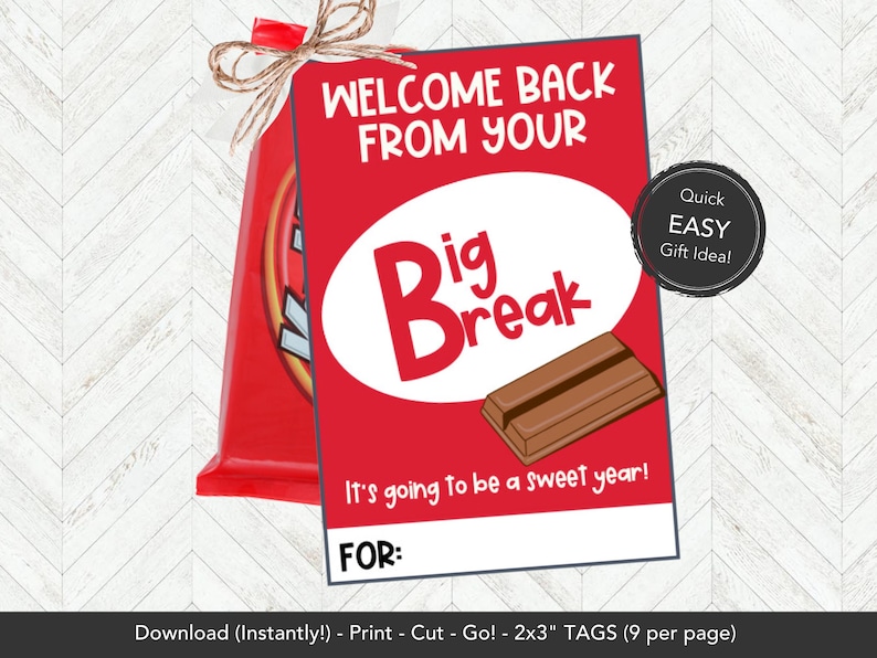 Back to School Candy Gift Tag Printable, Welcome Back Treat Tag for ...