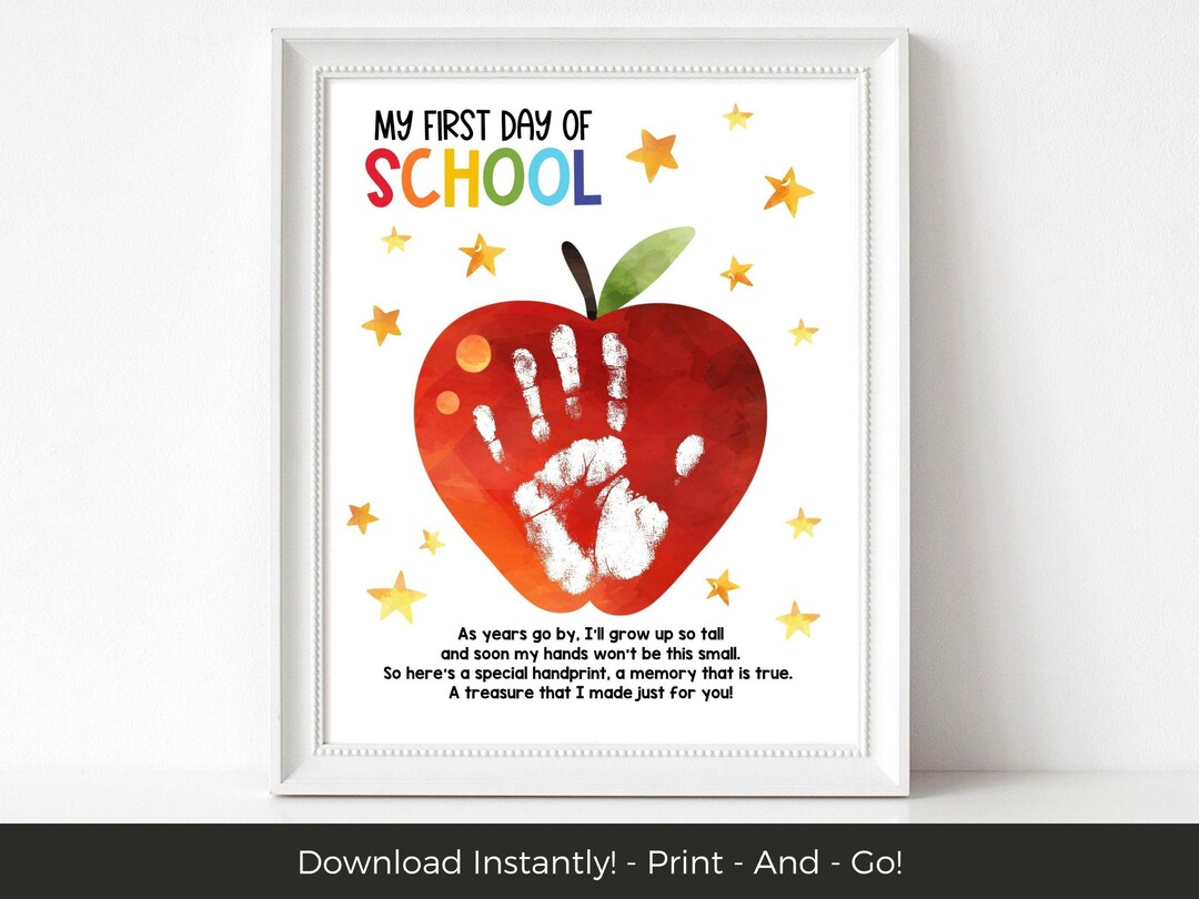 Apple Handprint Craft Back to School Poem, First Day of School Activity ...