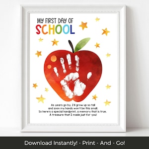 Apple Handprint Craft Back to School Poem, First Day of School Activity ...