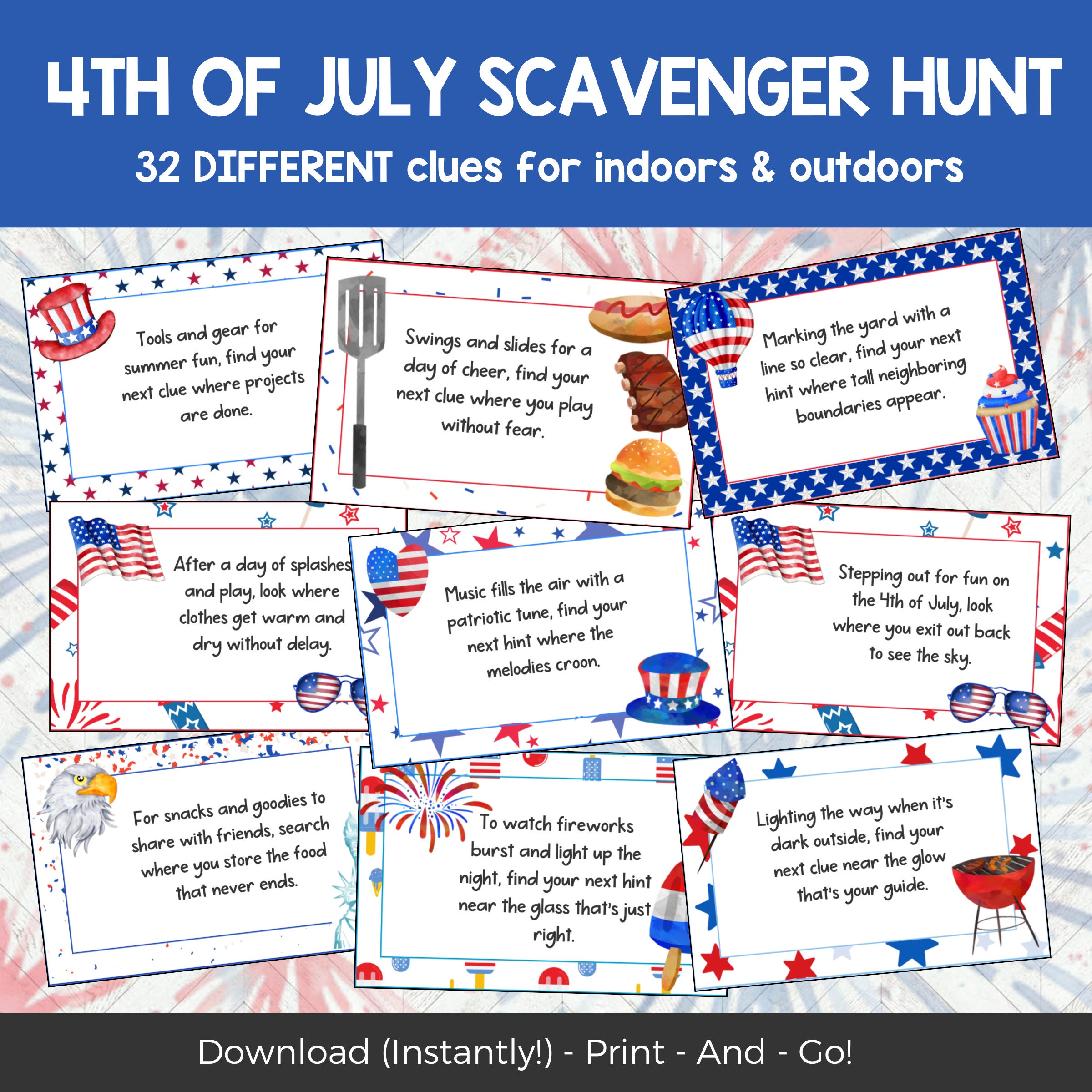 Fourth of July Game, Printable 4th of July Scavenger Hunt, Independence ...