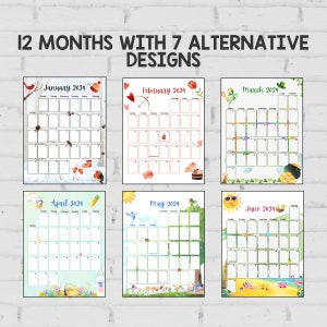 2024 Calendar, Kids Calendar Printable, Calendar 2024, Monthly Calendar ...