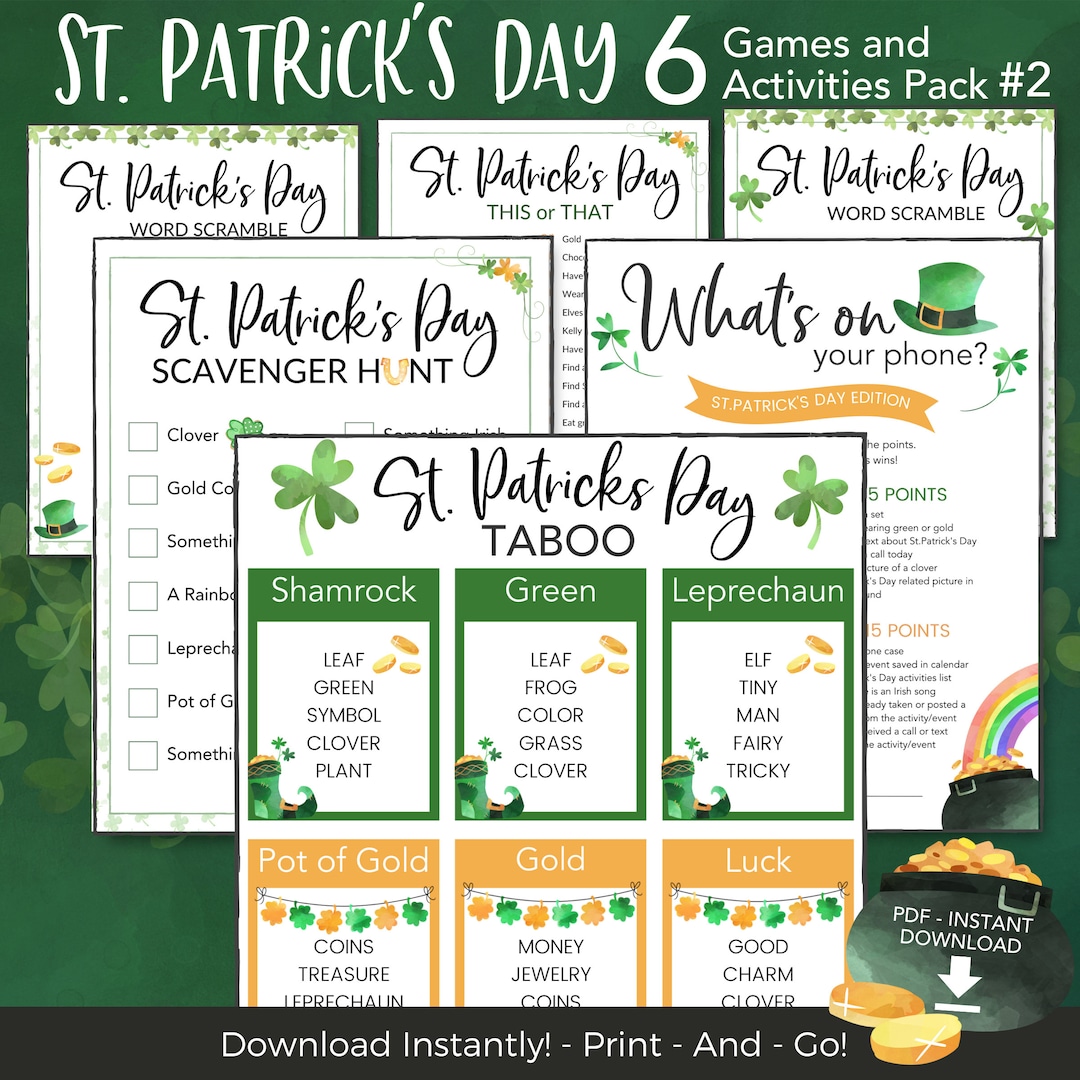 St Patrick's Day Game Bundle, Printable Game for Kids Family Office ...
