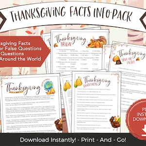 Trivia Printable Thanksgiving Bundle for Kids Adults - Etsy