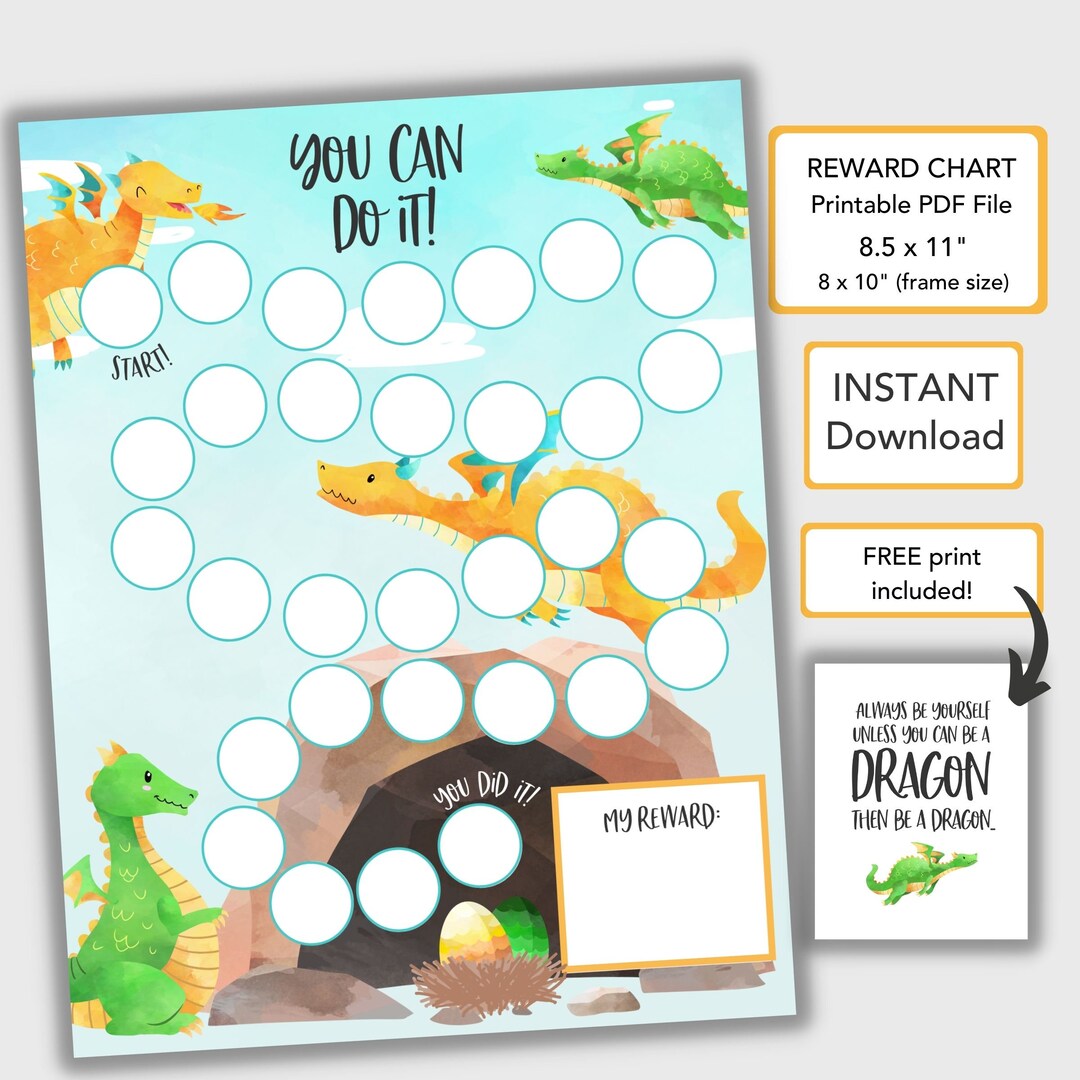 Dragon Reward Chart for Kids Behavior Chart Printable, Chore Chart ...