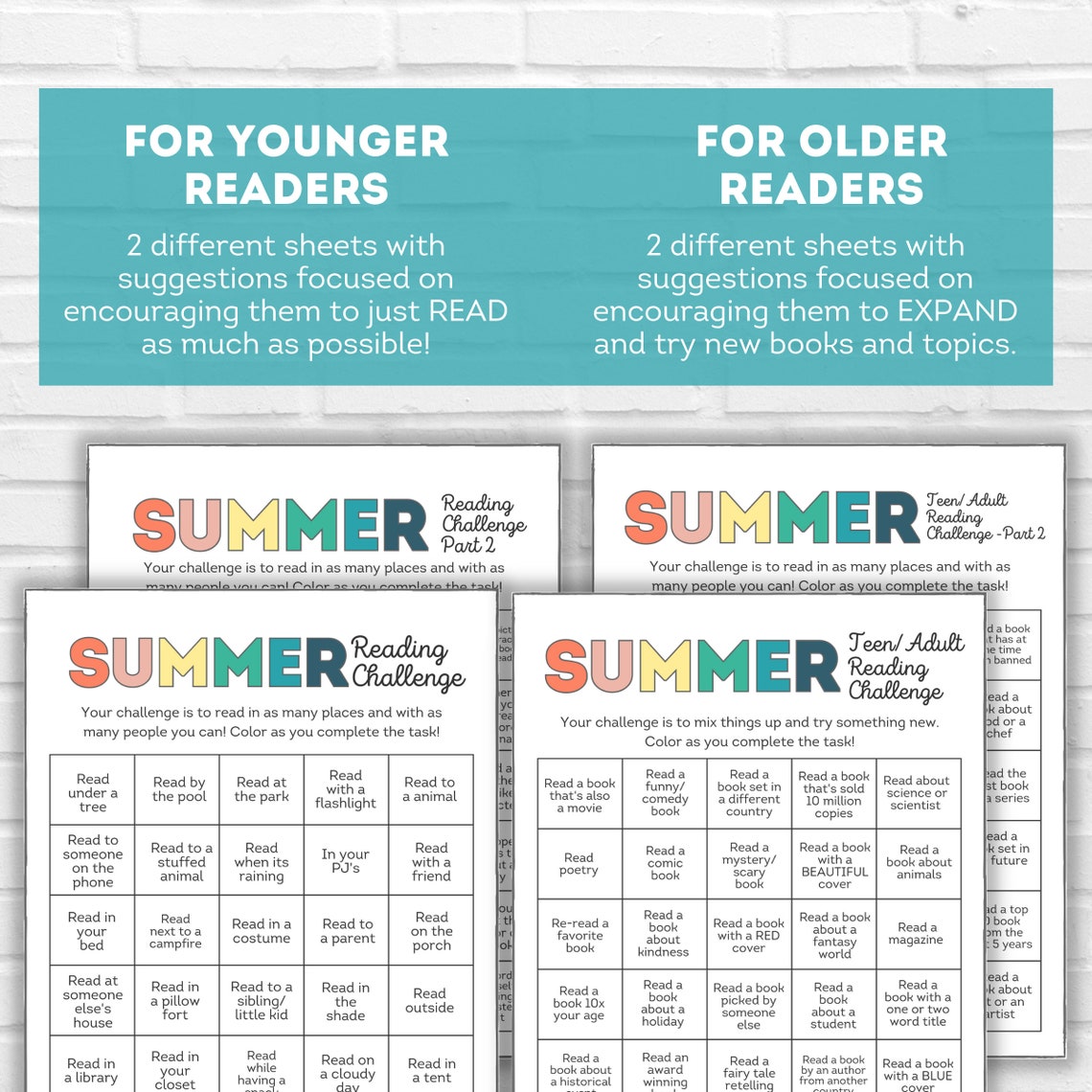 Summer Reading Challenge Printable, Teen, Adult or Kids Reading Journal ...