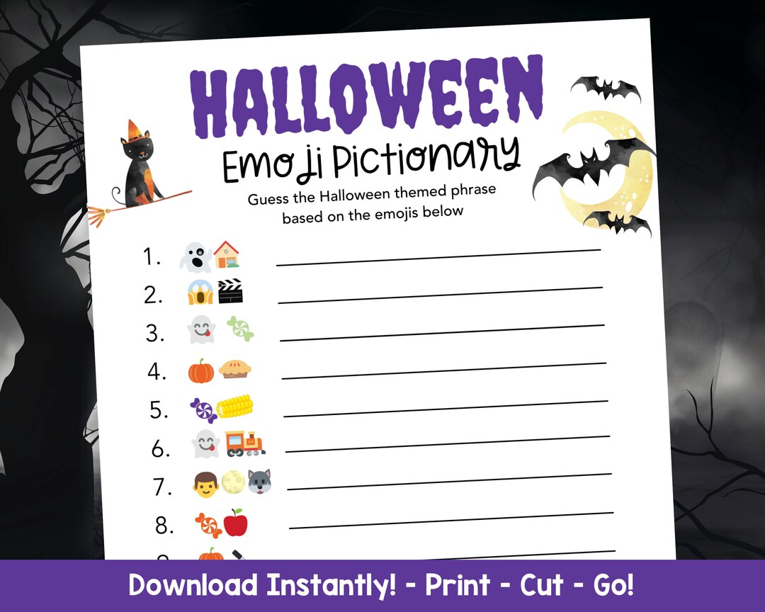 Halloween Emoji Pictionary Halloween Printables Games for - Etsy
