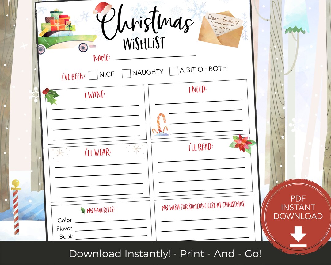 Letter to Santa Printable, Santa Letter Template, Santa Claus Letter ...