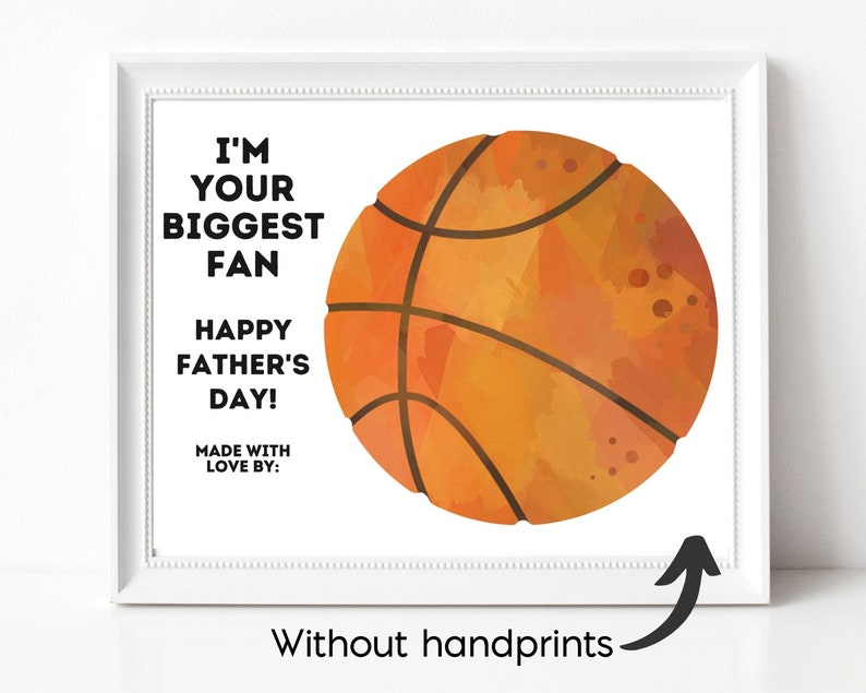 Printable Fathers Day Card, Big Fan Sports Basketball Handprint Craft ...