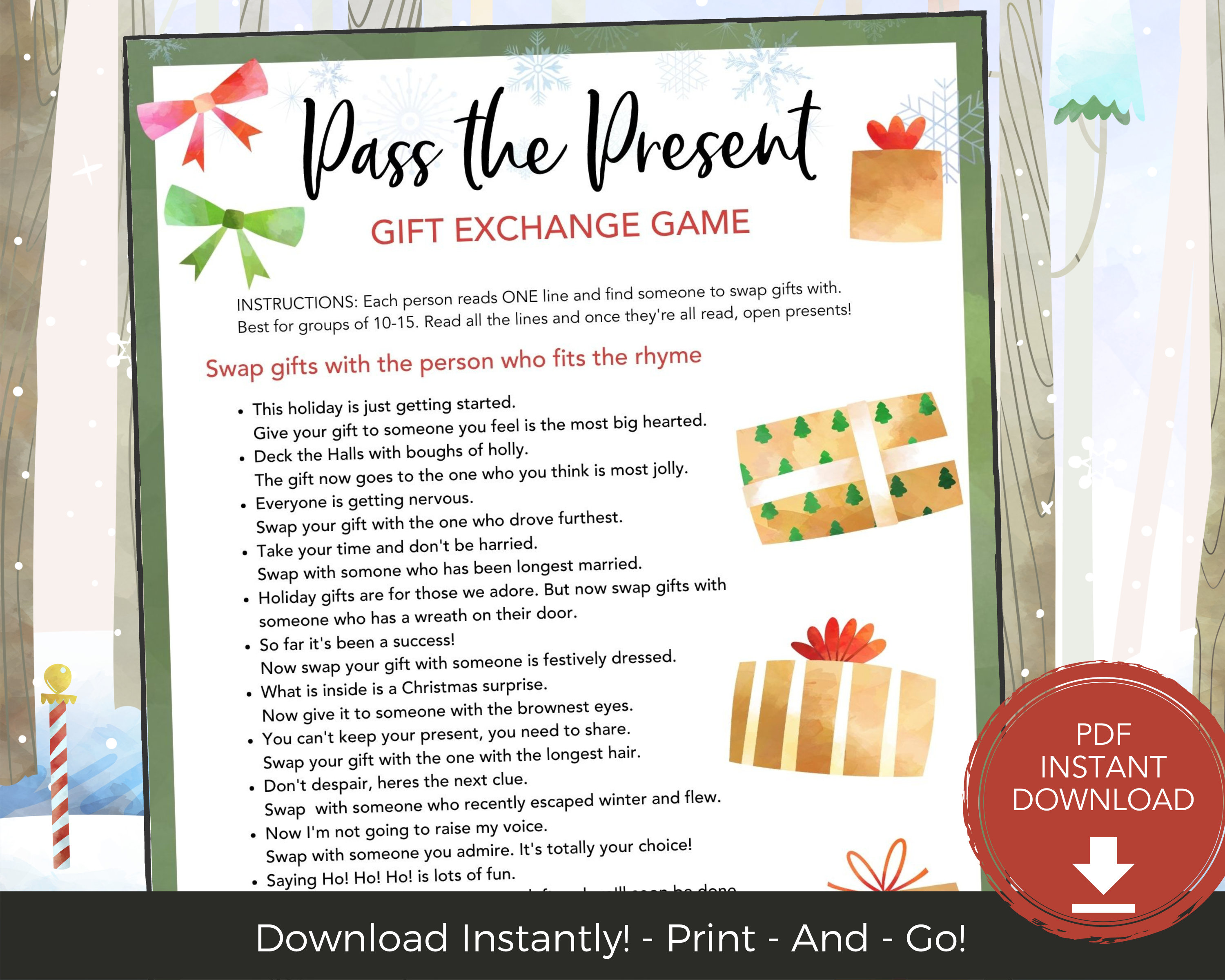 Pass the Present Christmas Party Games White Elephant Gift - Etsy