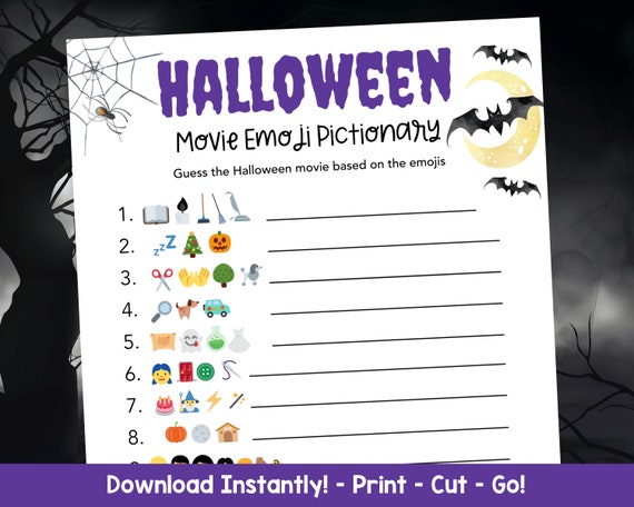 Halloween Movie Emoji Pictionary Halloween Printables Games - Etsy