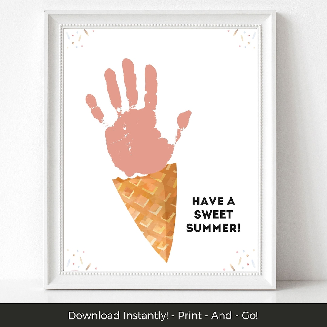 Ice Cream Handprint Art, Summer Handprint Art, Printable Handprint ...