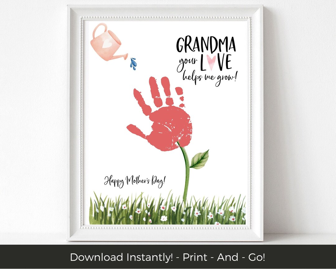 Mothers Day Handprint Art DIY Mothers Day Gift for Grandma - Etsy