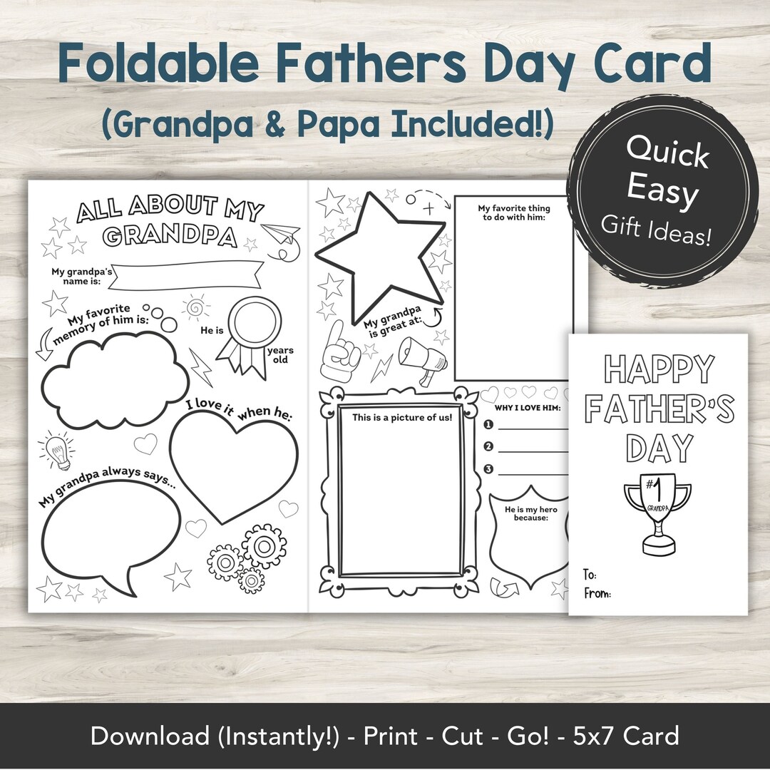 Printable Fathers Day Card, All About My Grandpa Gift From Grandkids ...