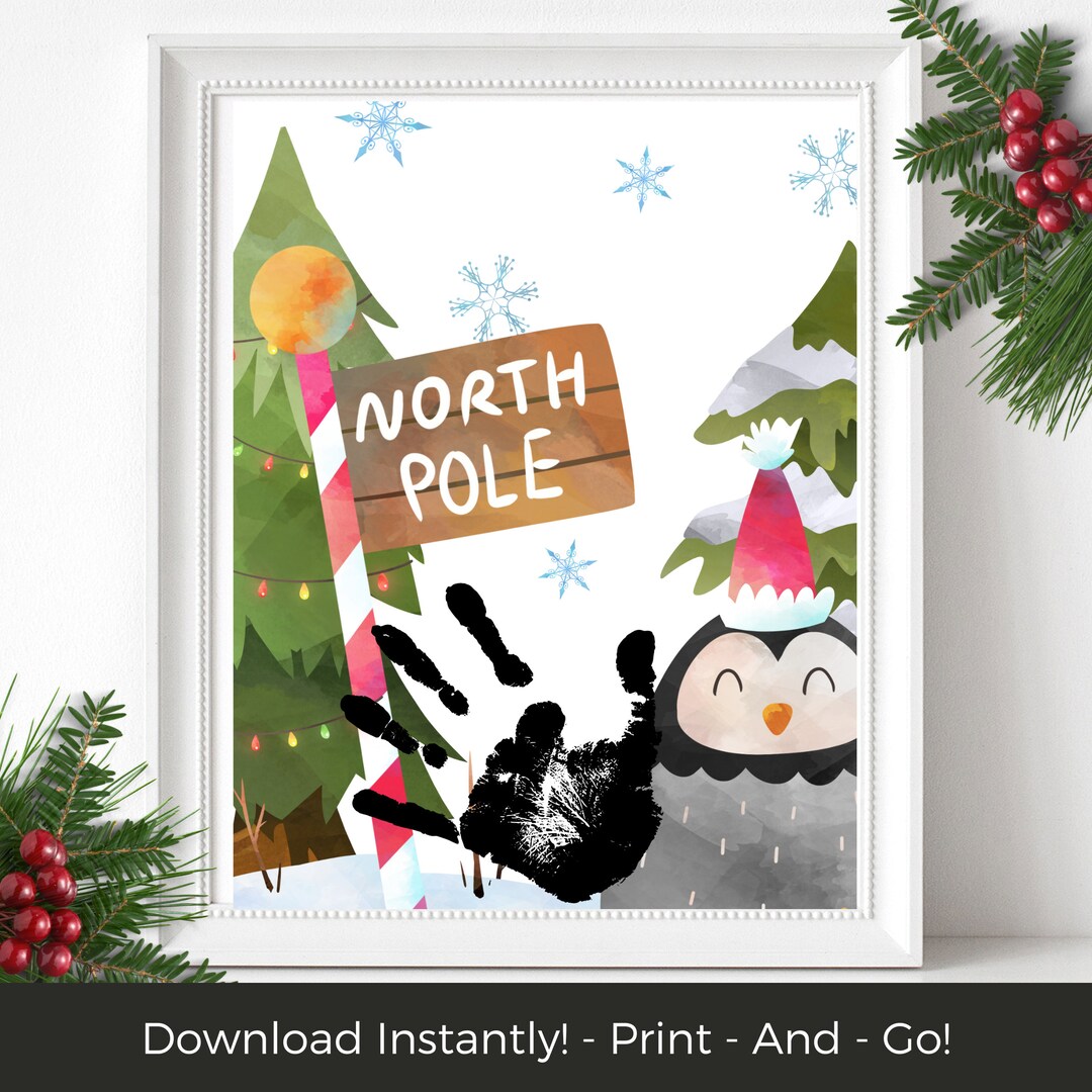 Penguin Christmas Handprint Craft, Class Activity Handprint Art for ...