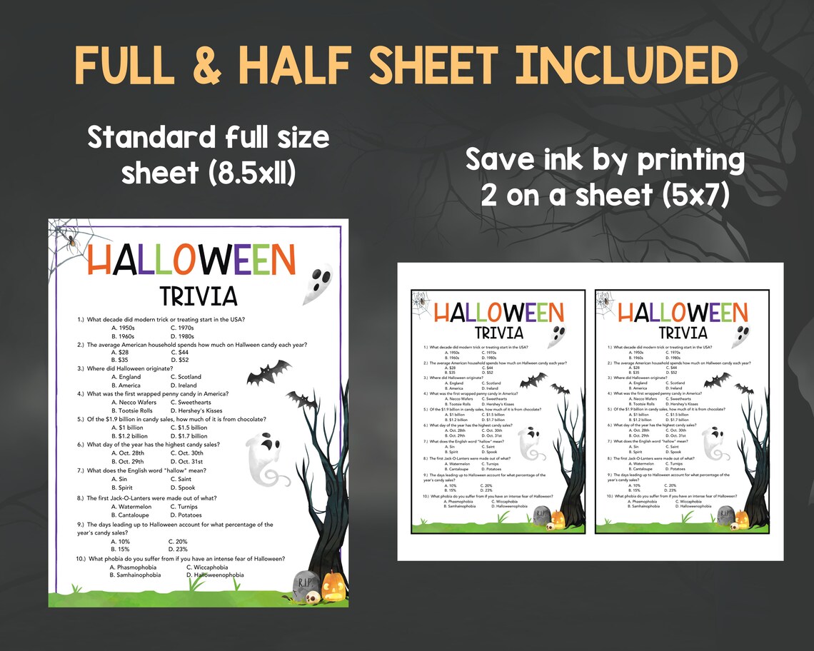 Halloween Trivia Game Printable Halloween Party Games for - Etsy