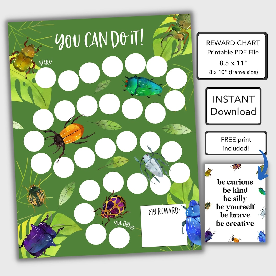 Beetles Reward Chart for Kids Behavior Chart Printable, Chore Chart ...