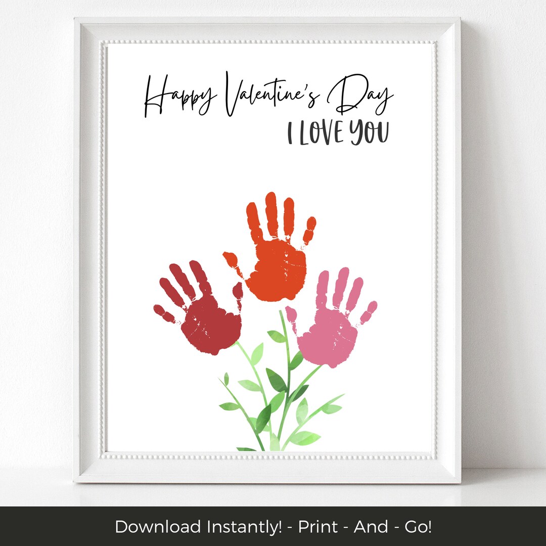 Printable Crafts for Kids, Flower Handprint Valentine Art, Preschool ...