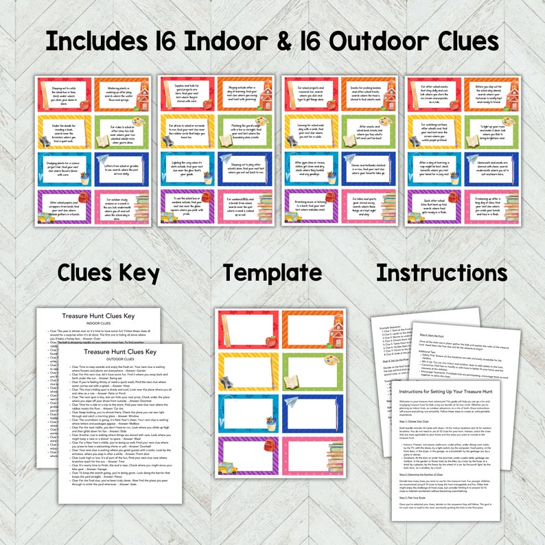 Back to School Scavenger Hunt Printable Cards, Indoor & Outdoor ...