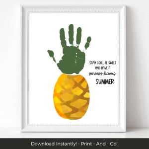 Pineapple Art, Summer Handprint Art, Printable Handprint Pineapple ...