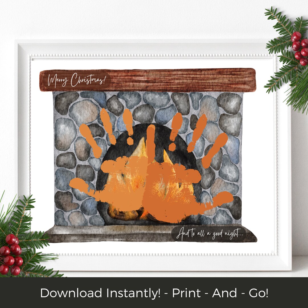 Fireplace Handprint Kids Christmas Craft, Baby's First Christmas ...