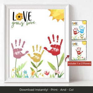 Printable Crafts for Kids, Flower Handprint Valentine Art, Preschool ...