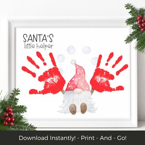 Gnome Handprint Kids Christmas Craft, Baby's First Christmas, Toddler ...