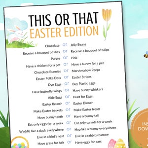 This or That Easter Game Fun Easter Printable Game for Kids - Etsy