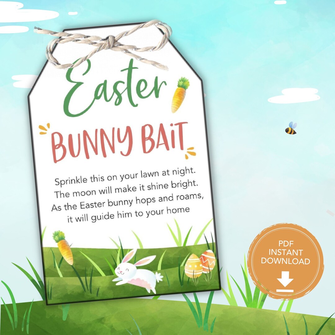 Bunny Bait Easter Gift Tag, Easter Treat Tag , Printable Gift Tags for ...