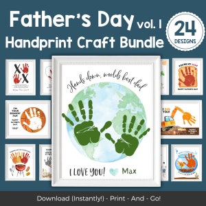 Fathers Day Printable Craft for Kids & Toddlers, Fathers Day Handprint ...