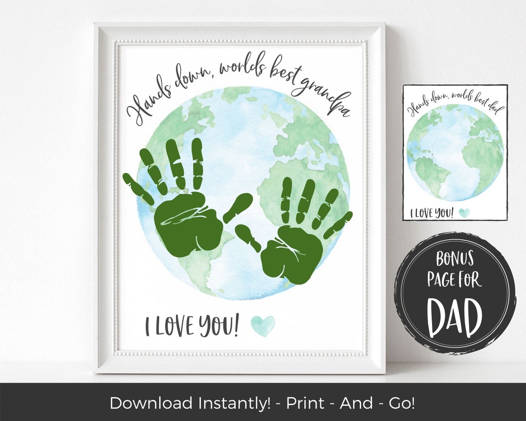 Kids Handprint Art, Printable Fathers Day Card From Baby, Worlds Best ...