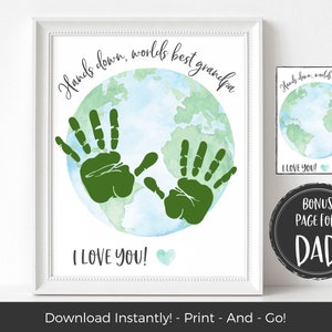 Kids Handprint Art, Printable Fathers Day Card From Baby, Worlds Best ...