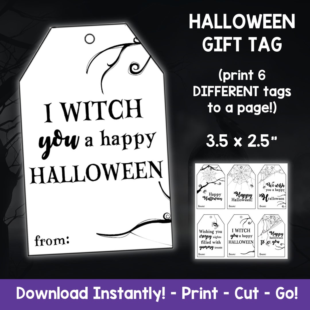 Halloween Gift Tag, Halloween Printable Goodie Bags Tag Download ...