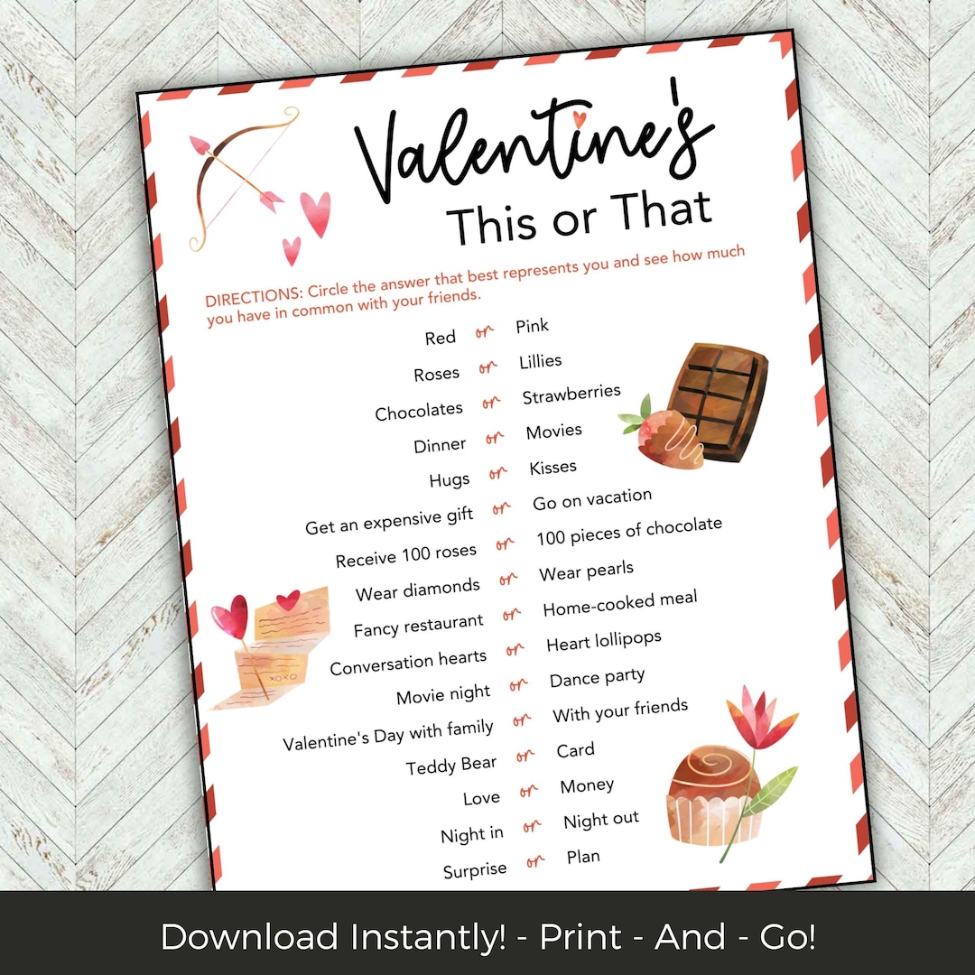 Valentine This or That Game, Printable Valentine Game or Activity ...