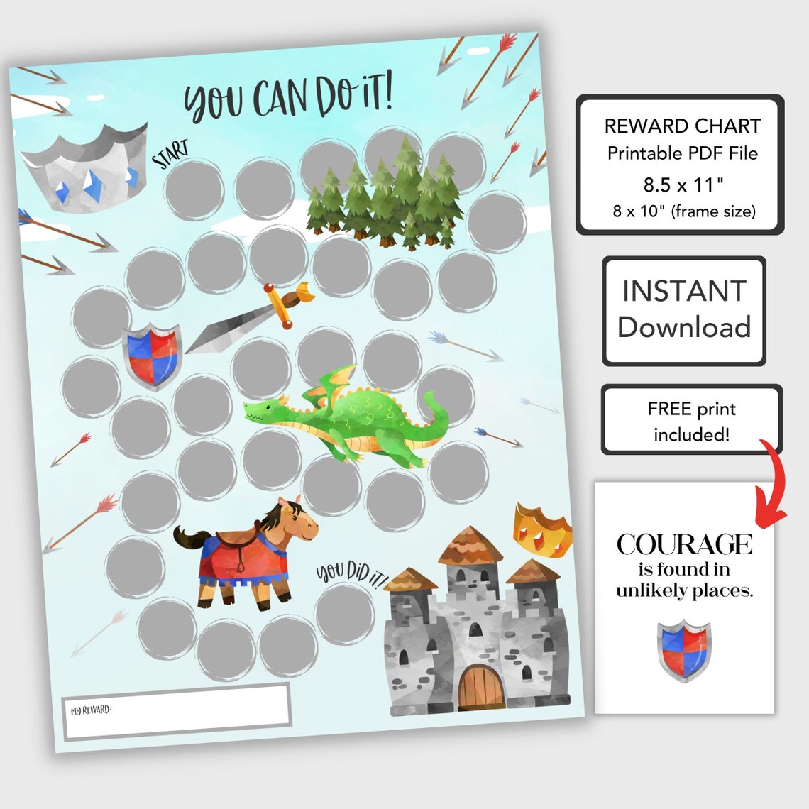 Knight Printable Reward Chart, Good Behavior Chart for Kids ...