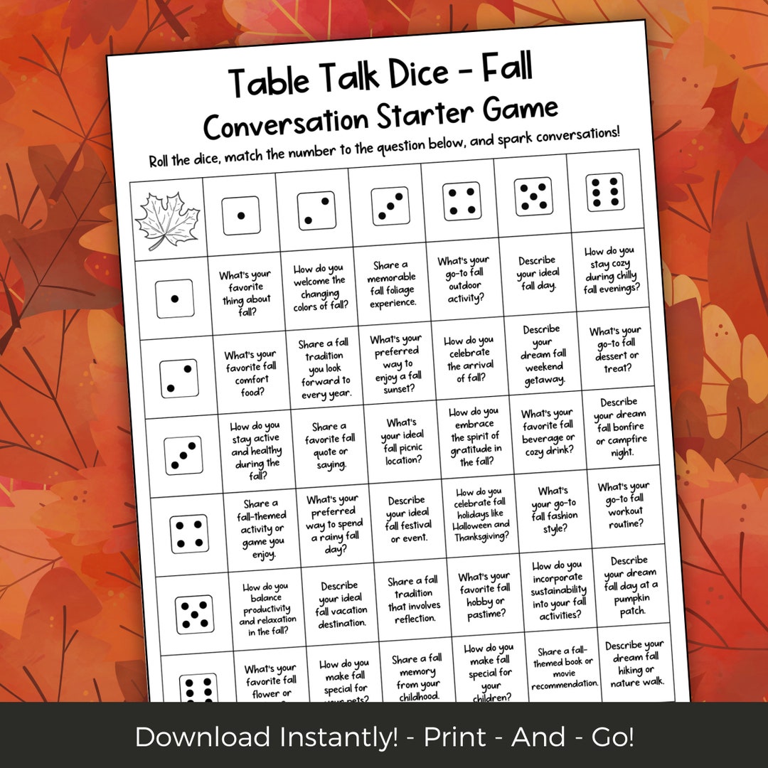 Fall Conversation Starters, Icebreaker Questions Team Building Games ...