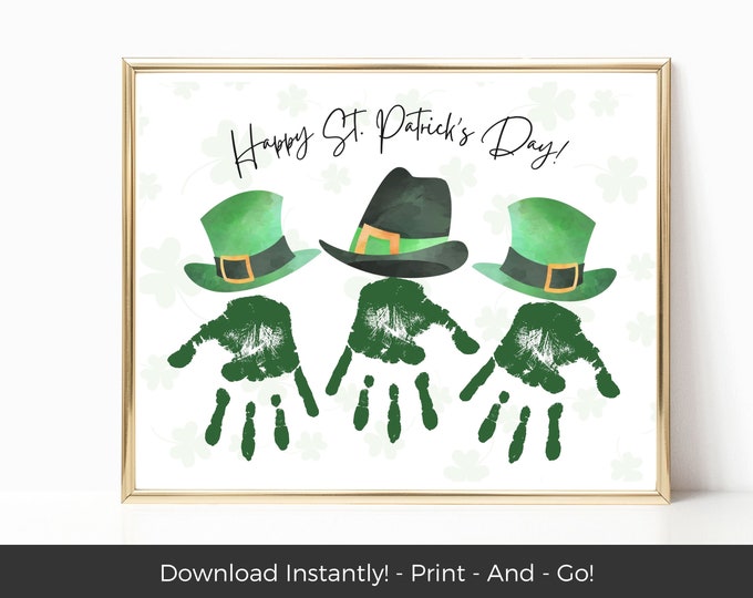 St. Patrick's Day Handprint Art for Kids, DIY Leprechaun Craft for ...