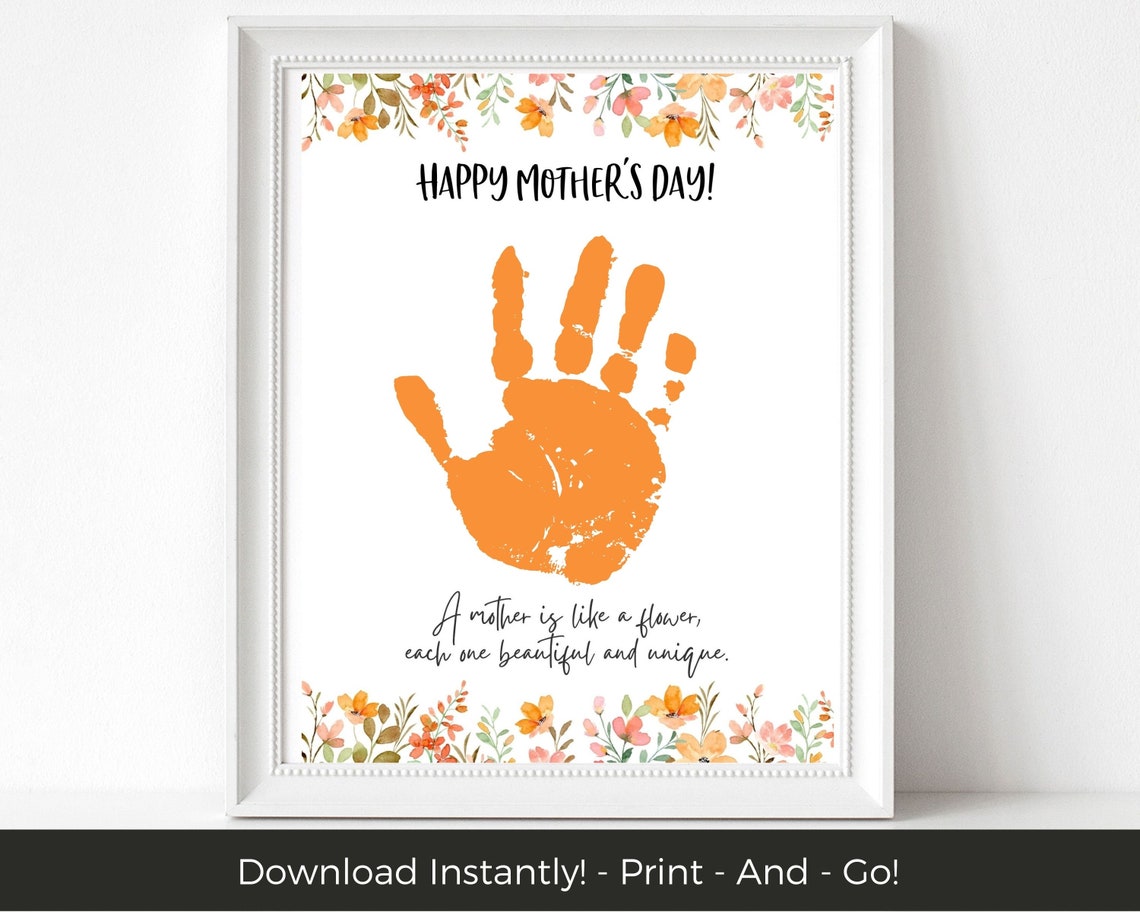 Mothers Day Flower Handprint Crafts for Kids Mom Gift From - Etsy