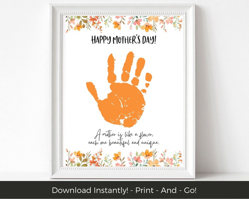 Mothers Day Flower Handprint Crafts for Kids Mom Gift From - Etsy