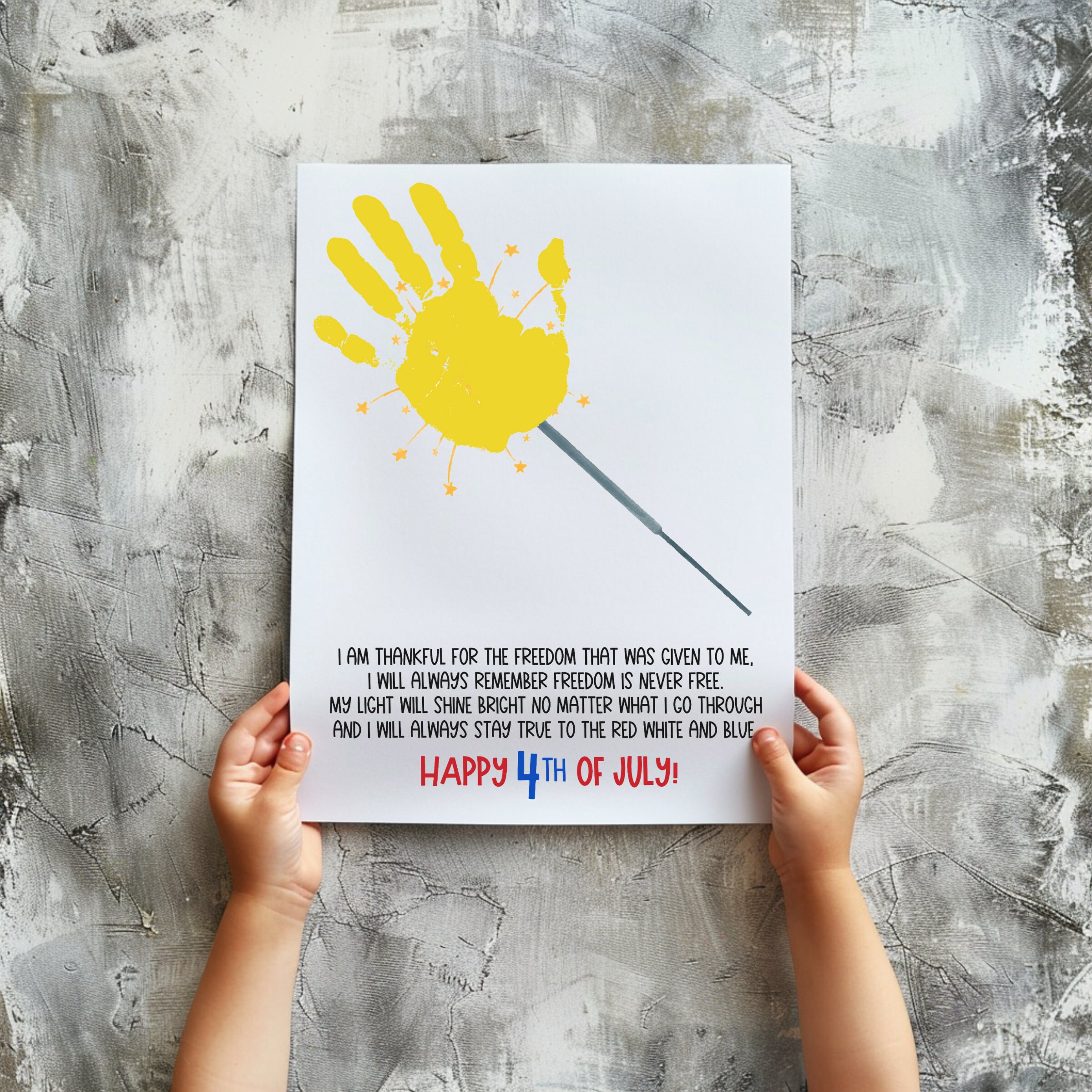 4th of July Poem Handprint Art, Fourth of July Handprint Craft, Prek ...