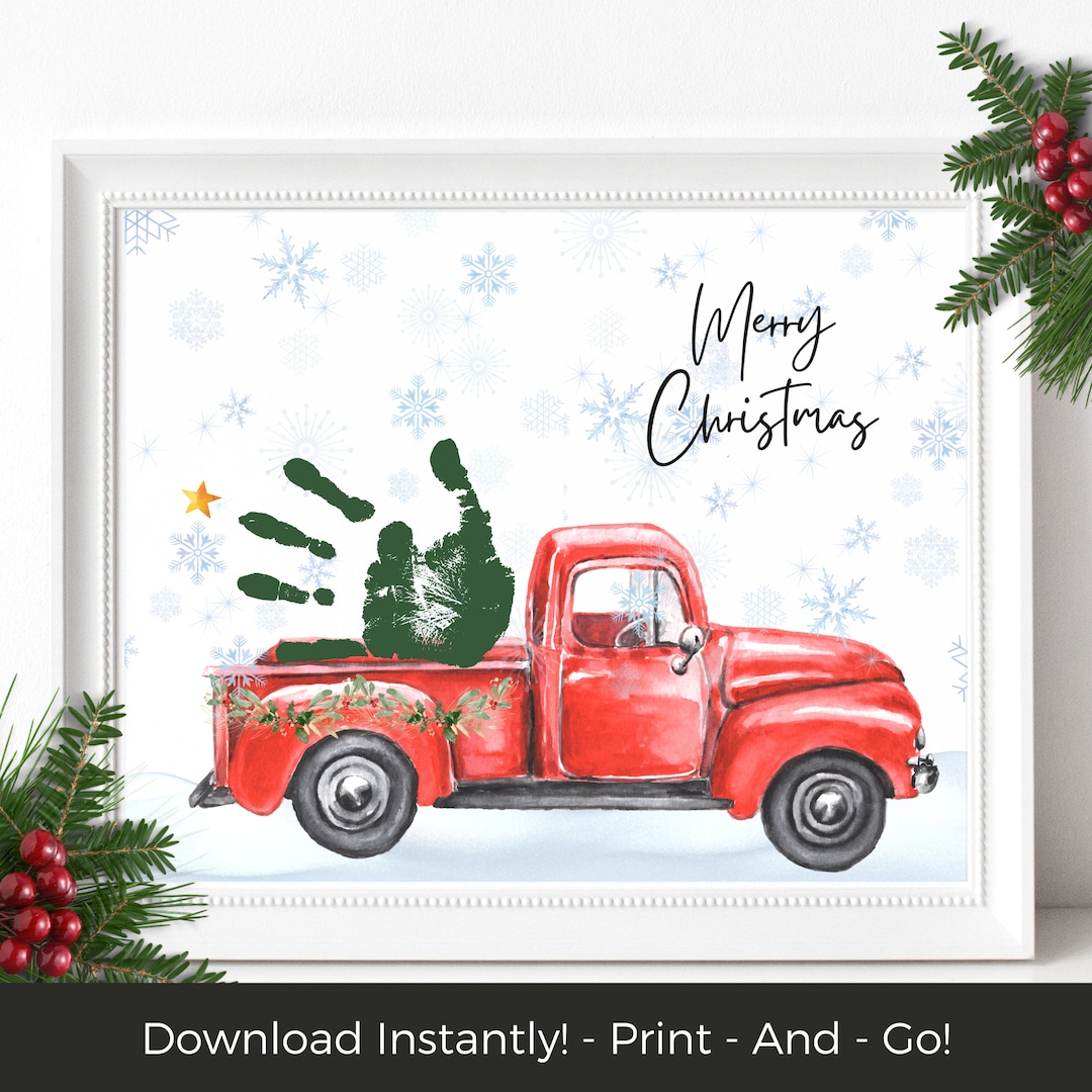 Truck Handprint Christmas Craft DIY, Baby's First Christmas, Toddler ...