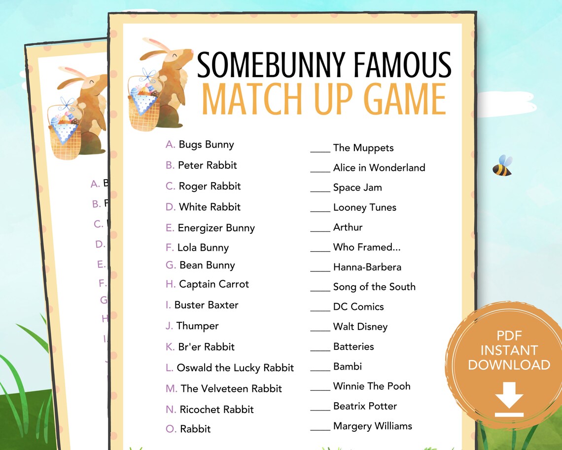 Some Bunny Famous Easter Game Printable Easter Games for | Etsy