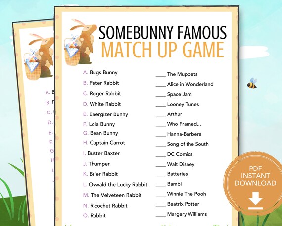 Some Bunny Famous Easter Game Printable Easter Games for | Etsy