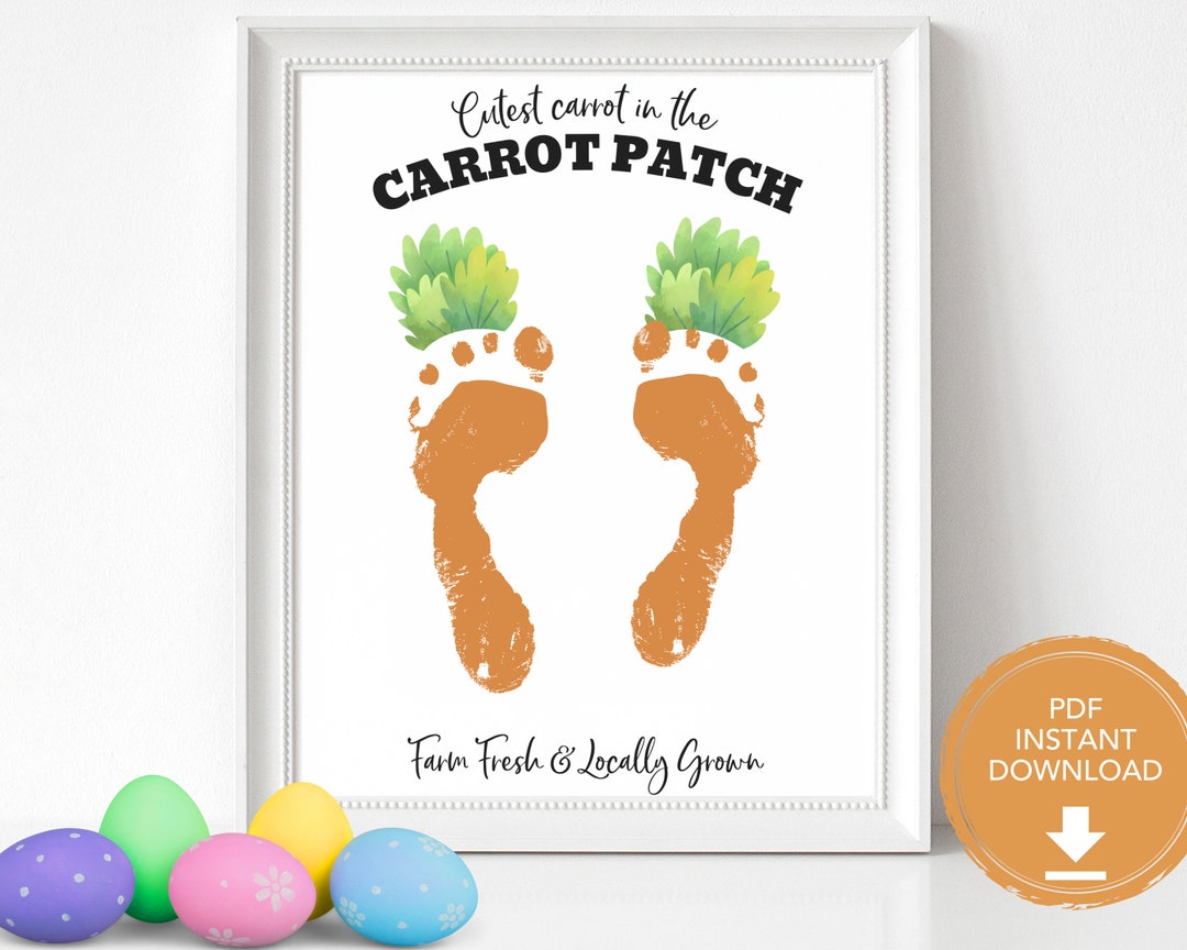 Carrot Patch Easter Craft, Easter Footprint Kids Craft, Baby's First ...