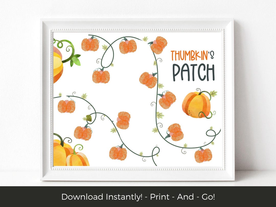 Pumpkin Patch Fall Fingerprint Craft Printable, Pumpkin Art Activity ...