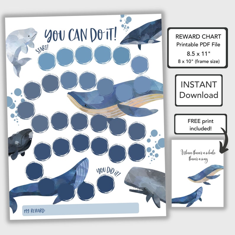 Whales Reward Chart for Kids Behavior Chart Printable, Chore Chart ...