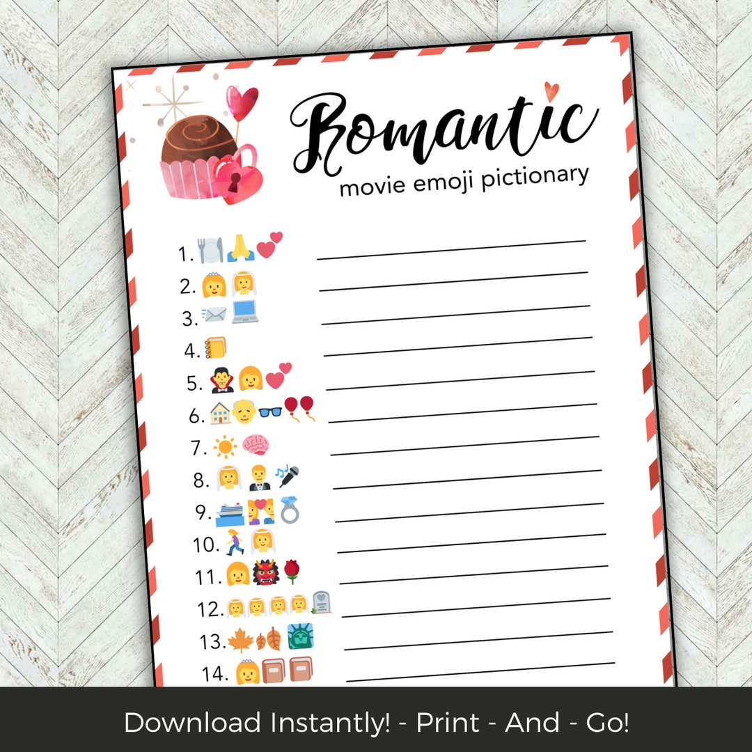 Valentine Games Printable Valentine Party Game, Emoji Pictionary ...