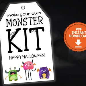 Make Your Own Monster Kit Printable Tag Monster Printable - Etsy