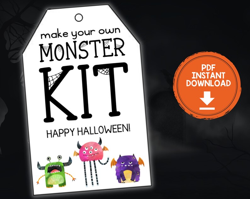 Make Your Own Monster Kit Printable Tag Monster Printable - Etsy