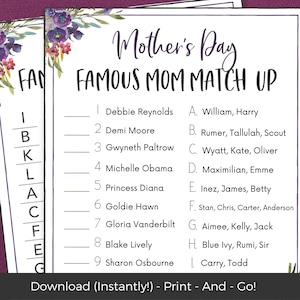 Mothers Day Game Printable, Mothers Day Trivia Games, Mothers Day ...
